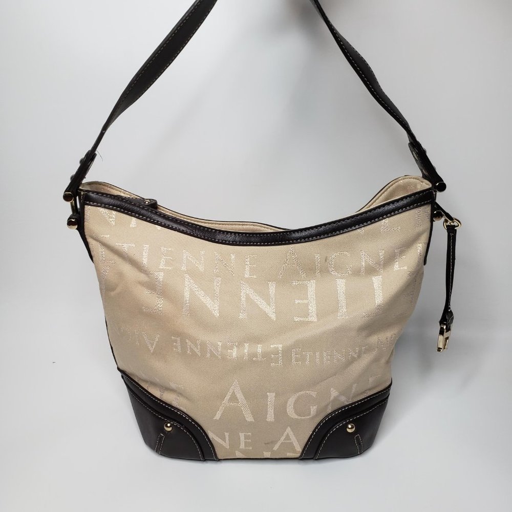 Etienne Aigner Signature Logo Fabric And Leather Shou… - Gem